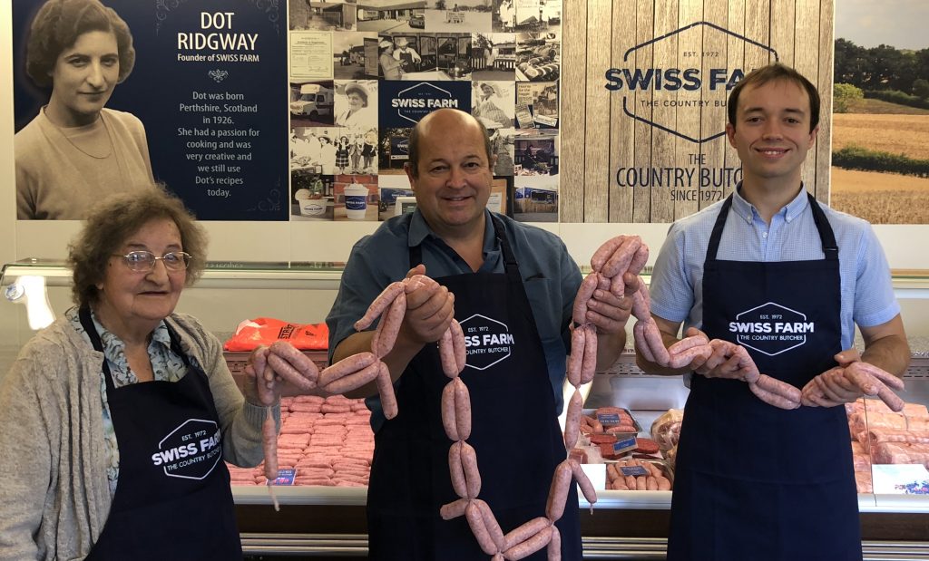Colchester shop - with sausages - Swiss Farm Butchers